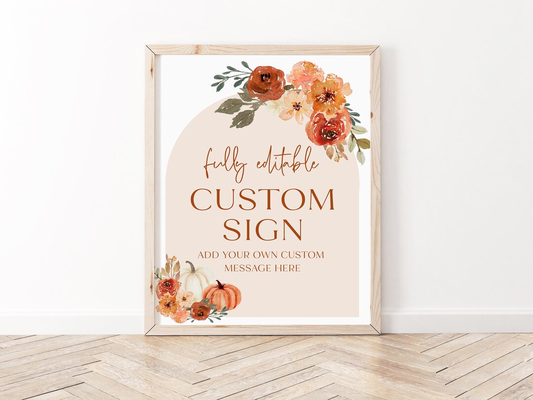 Fall Custom Sign Template Arch Boho Fall Bridal Shower Custom Sign ...