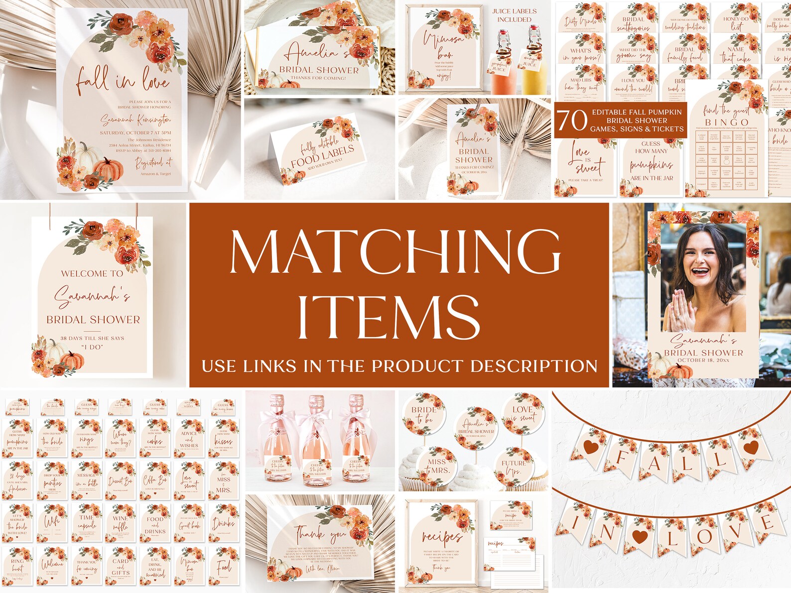 Fall Food Labels, Editable Arch Boho Fall Pumpkin Food Tent Cards ...