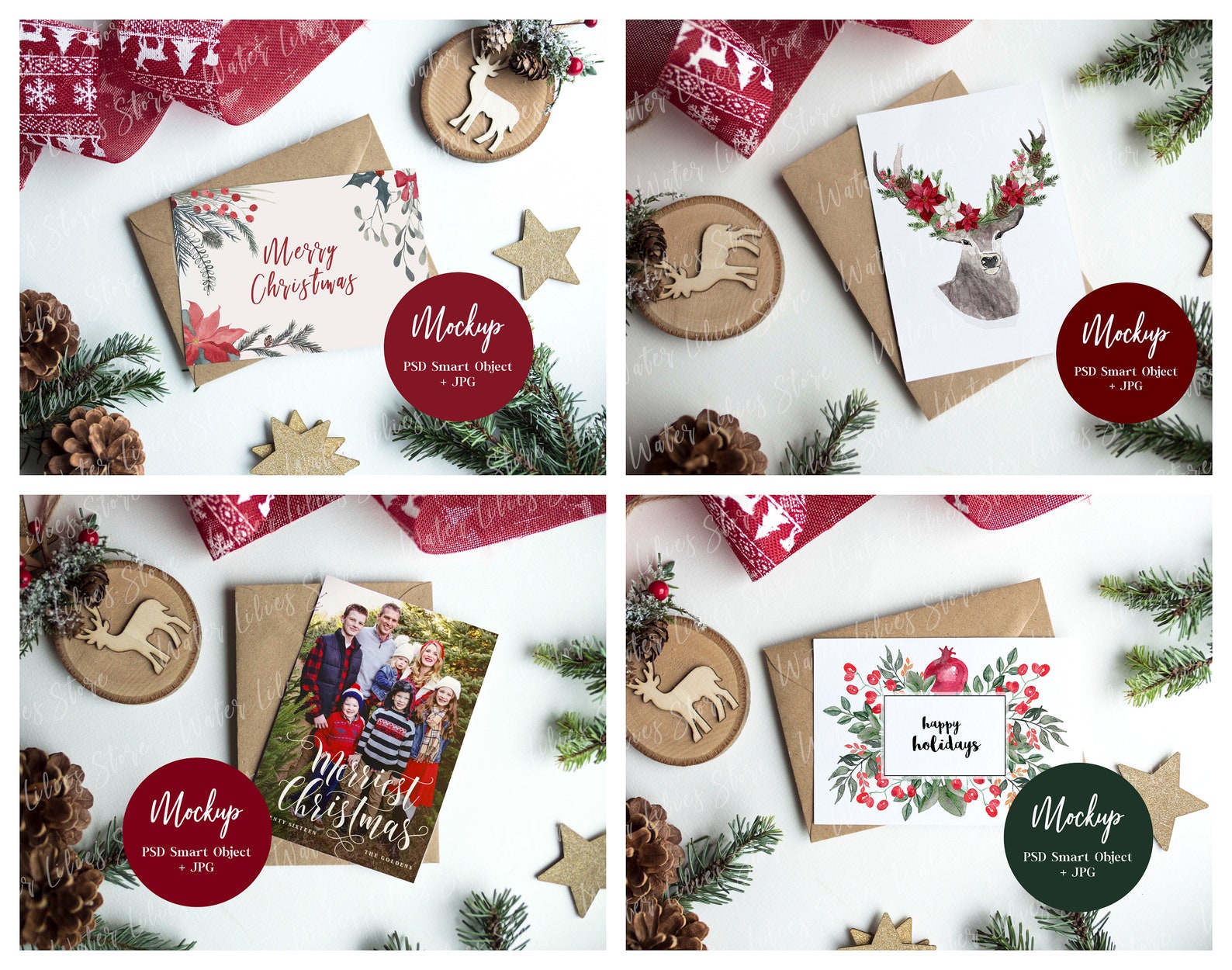 Christmas Mockups Bundle Mockup Christmas Card Christmas | Etsy