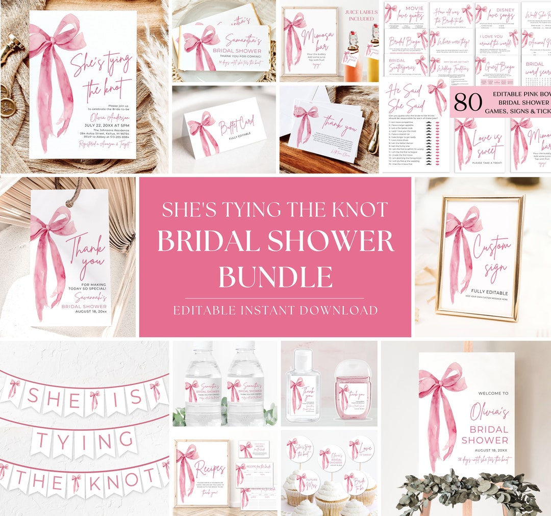 Editable She's Tying the Knot Bridal Shower Invitation Bundle ...