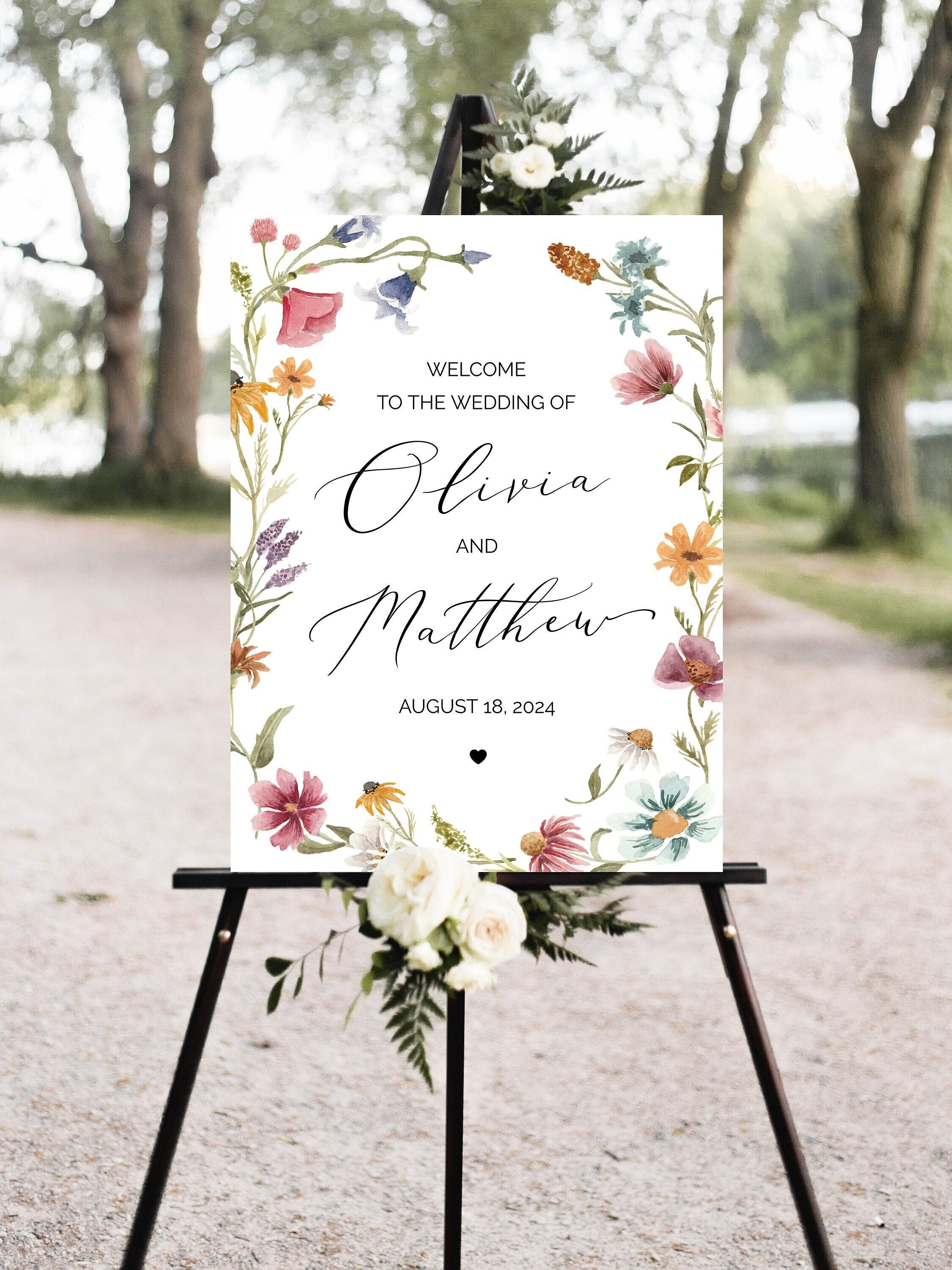 Wildflower Wedding Welcome Sign Template Editable Wildflower - Etsy