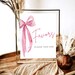 Pink Bow Favors Sign, Watercolor Pink Ribbon Bow Coquette Bachelorette ...
