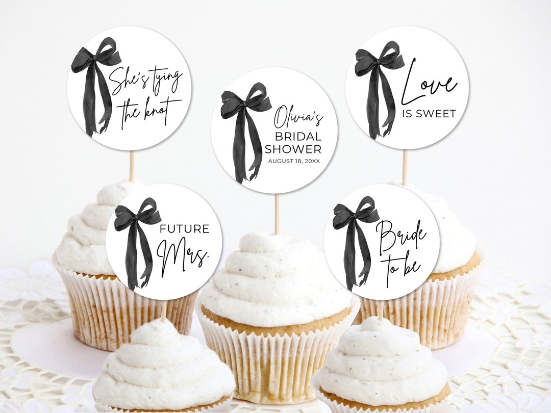 Editable She's Tying the Knot Bridal Shower Cupcake Toppers Template ...