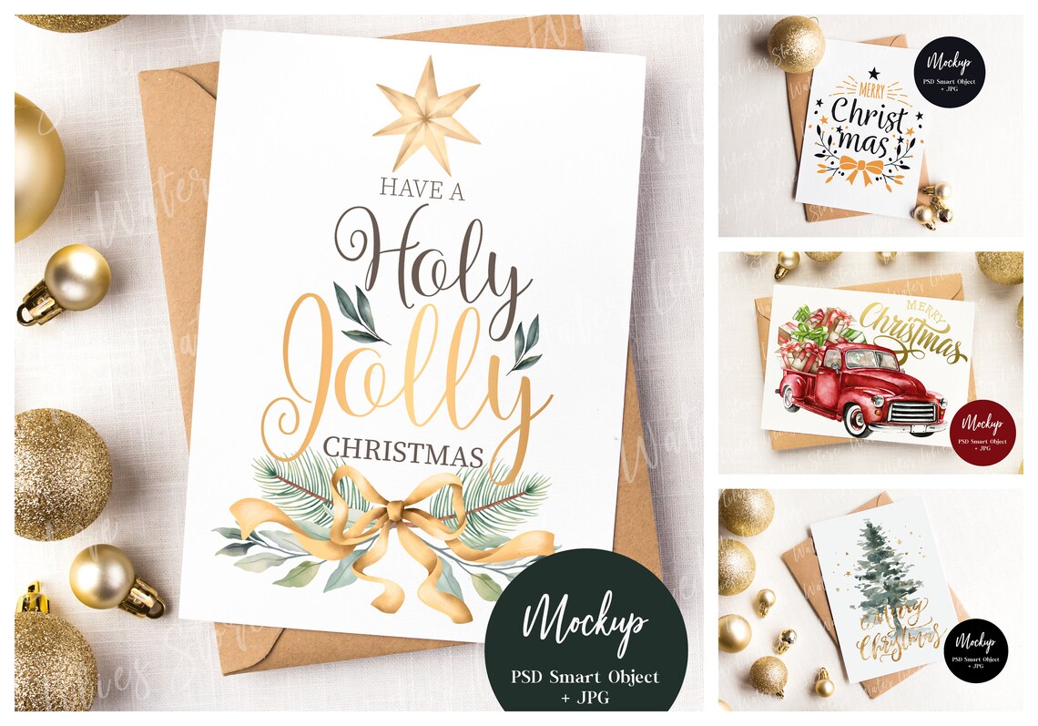 Christmas Mockups Bundle Mockup Christmas Card Christmas | Etsy