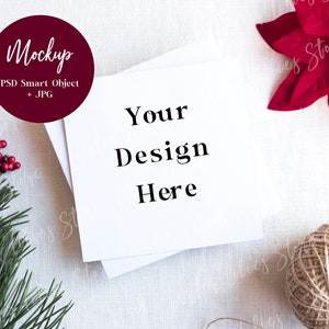 Square Christmas Card Mockup, Mockup Christmas Card, Square Holiday ...
