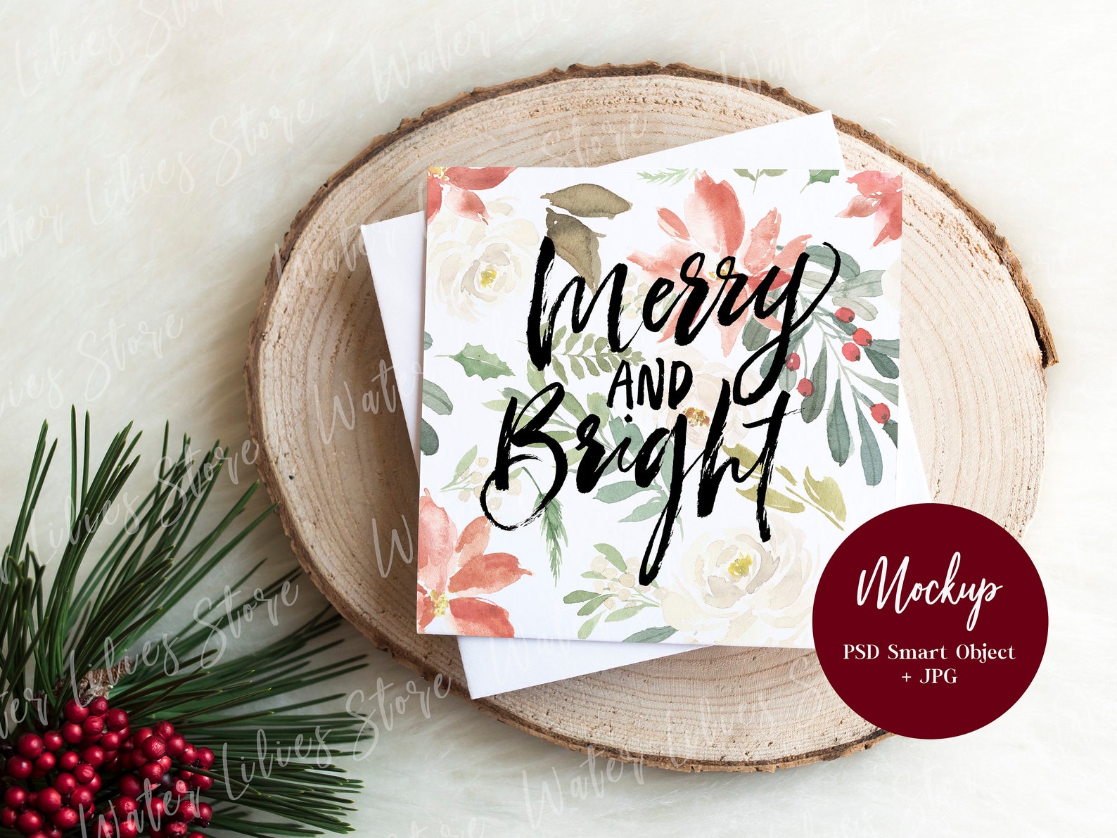 Square Christmas Card Mockup, Mockup Christmas Card, Square Holiday ...