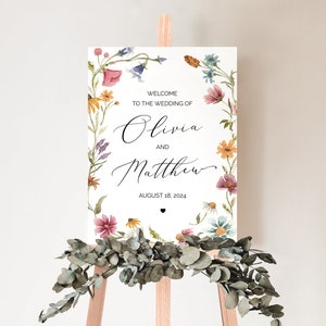 Wildflower Wedding Welcome Sign Template, Editable Wildflower Welcome ...