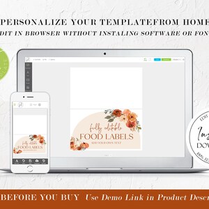 Fall Food Labels, Editable Arch Boho Fall Pumpkin Food Tent Cards ...