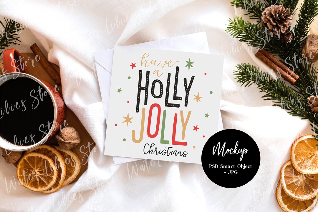 Square Christmas Card Mockup, Winter Card Mockup, Mockup Christmas Card ...