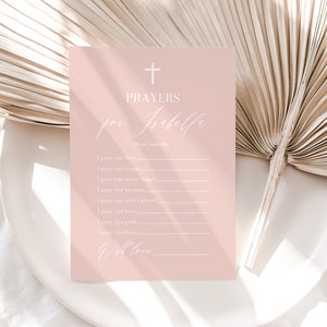 Dusty Pink Baptism Prayer Card Template, Blush Pink Prayers for Baby ...