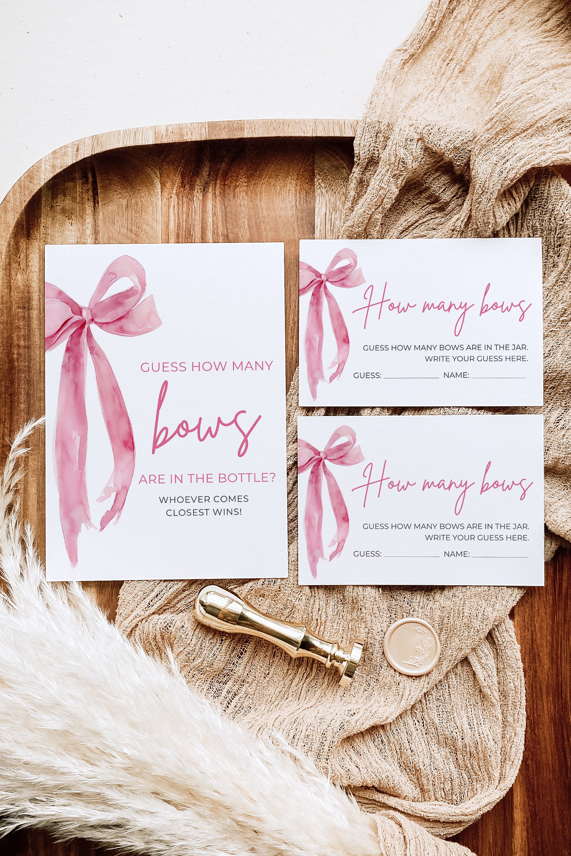 Pink Bow Guess How Many Bows Game, Printable Pink Ribbon Bow Coquette ...