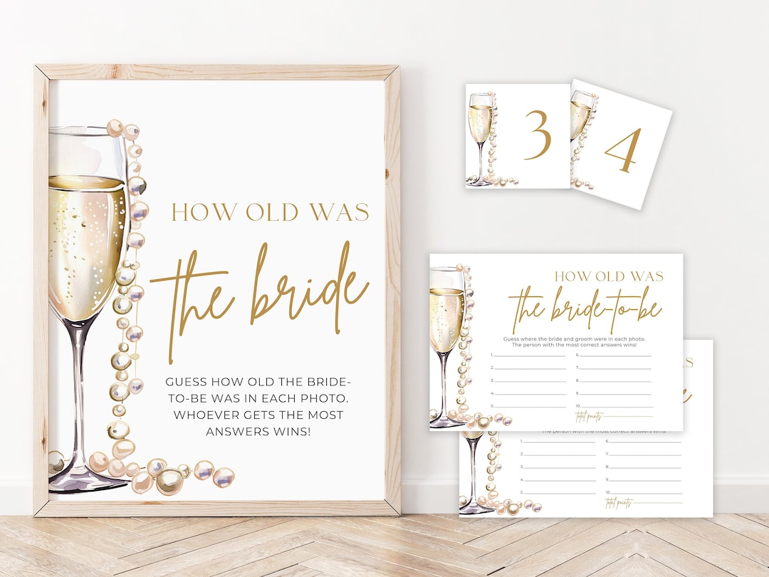 Pearls & Prosecco Bridal Shower Game: Guess the Bride's Age (digital ...
