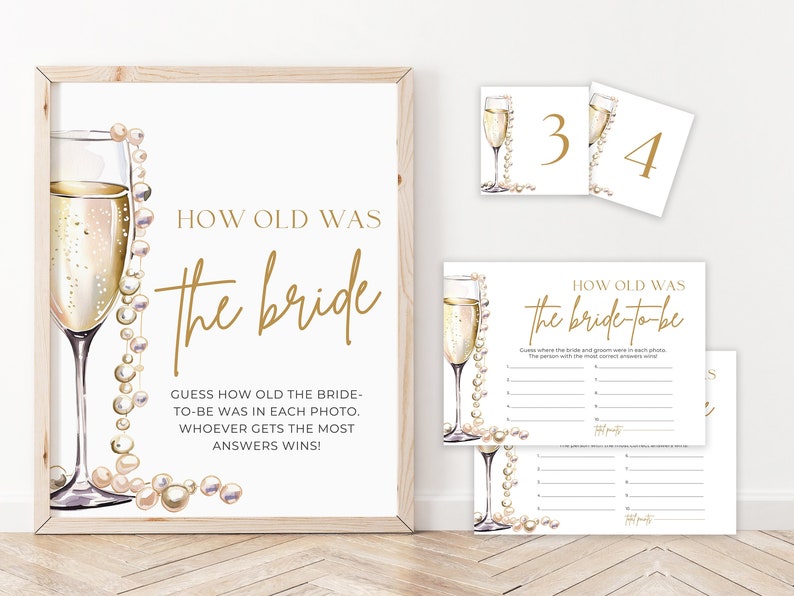Pearls & Prosecco Bridal Shower Game: Guess the Bride's Age (digital ...