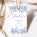 Blue Floral Favor Tag, Blue Victorian Wedding Gift Tag Template ...