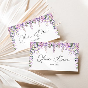 Wisteria Wedding Place Cards Template Editable Light Purple - Etsy