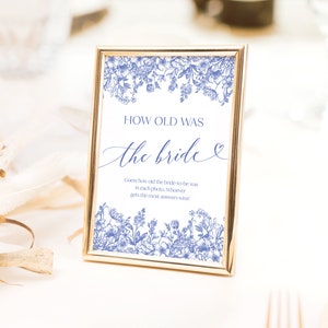 Blue Floral How Old Was the Bride-to-be, Victorian Blue Age Guess Cards ...