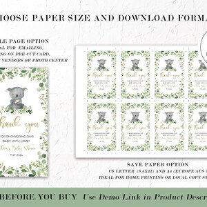 Koala Baby Shower Favor Tag Template, Greenery Gender Neutral Baby ...
