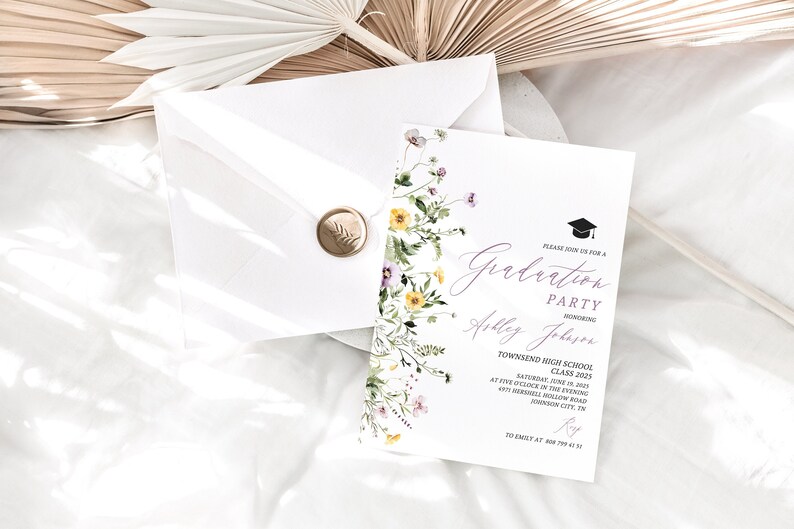 Wildflower Graduation Invitation Template Class 2026 Photo Wildflower ...
