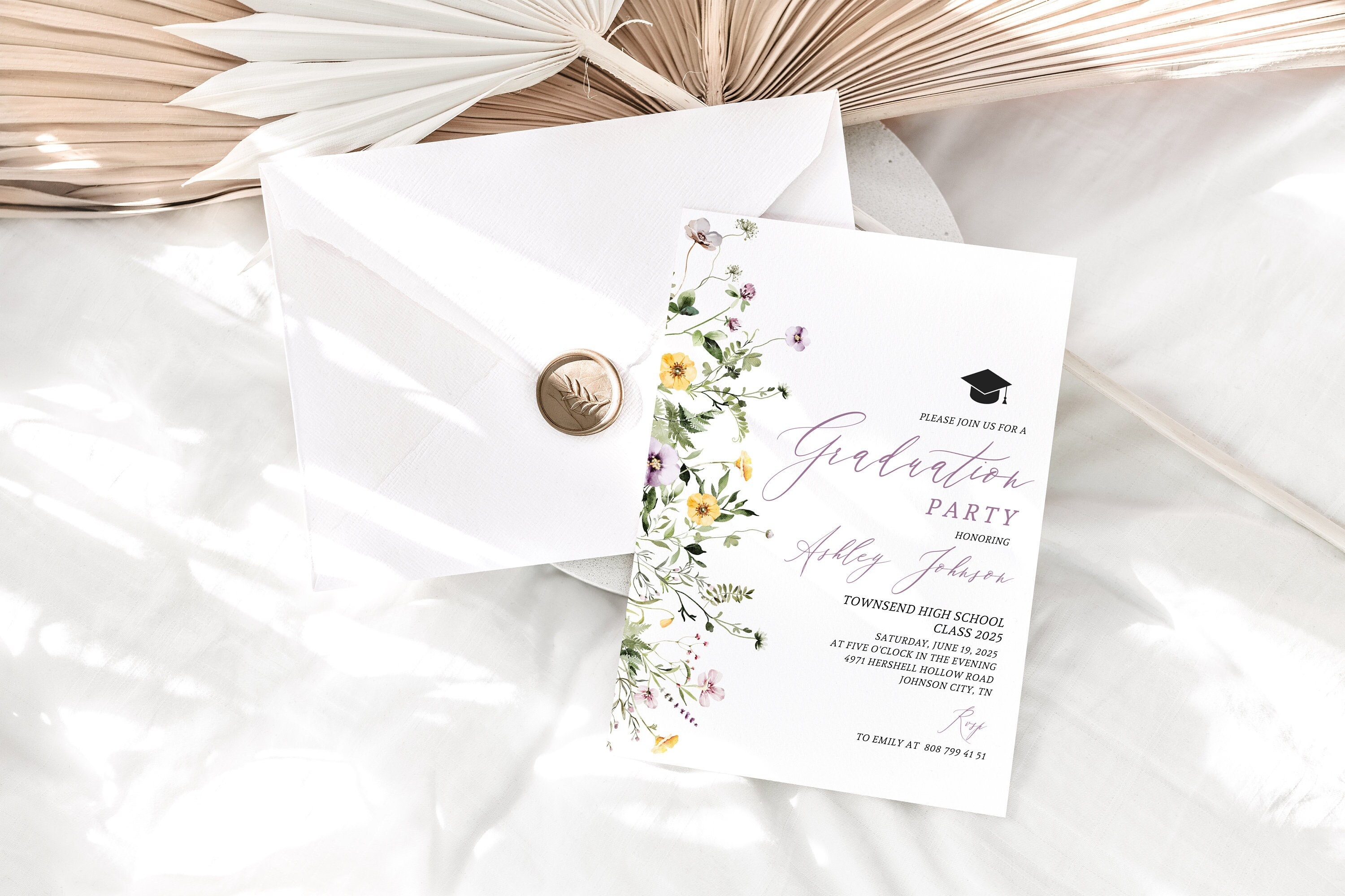 Wildflower Graduation Invitation Template Class 2026 Photo Wildflower ...