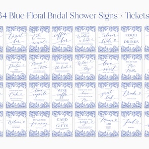 Editable Blue Floral Bridal Shower Games, Vintage Botanical Bridal ...