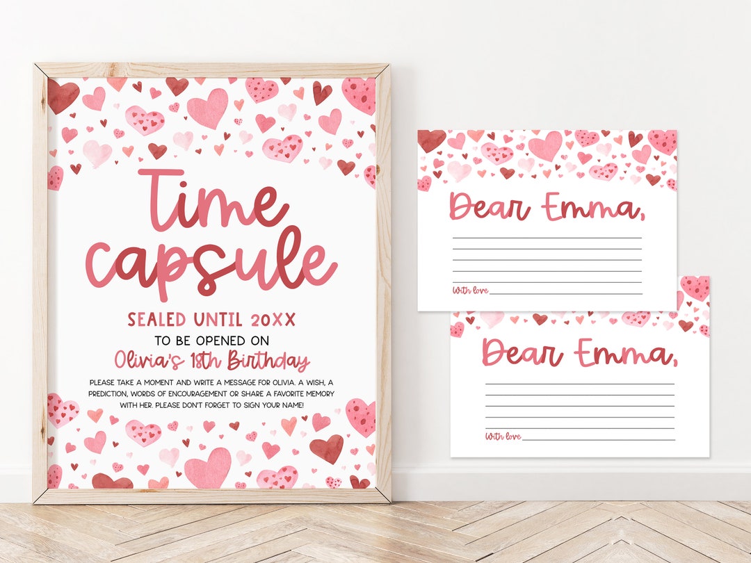 Valentine Time Capsule First Birthday, Pink Hearts Sweet One 1st ...