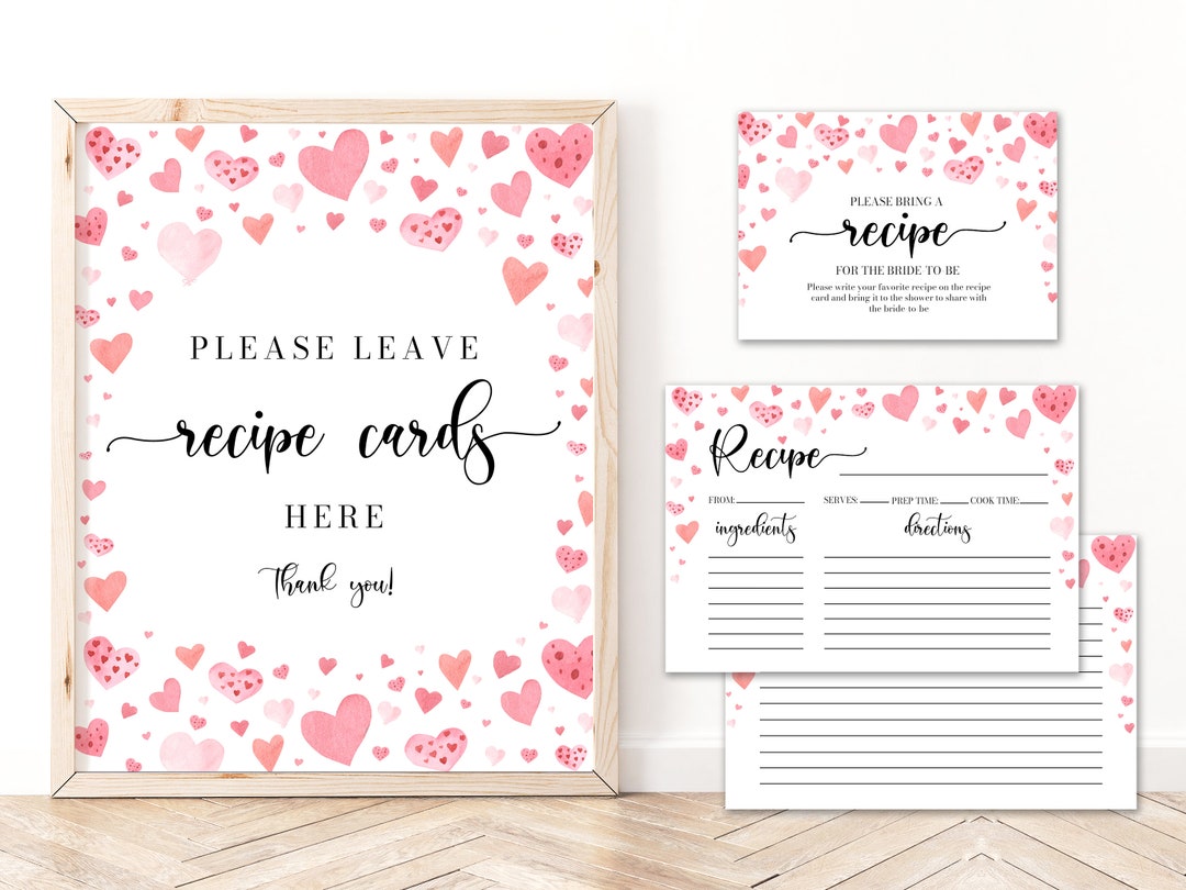 Love is in the Air Bridal Shower Recipe Card Template, Editable ...