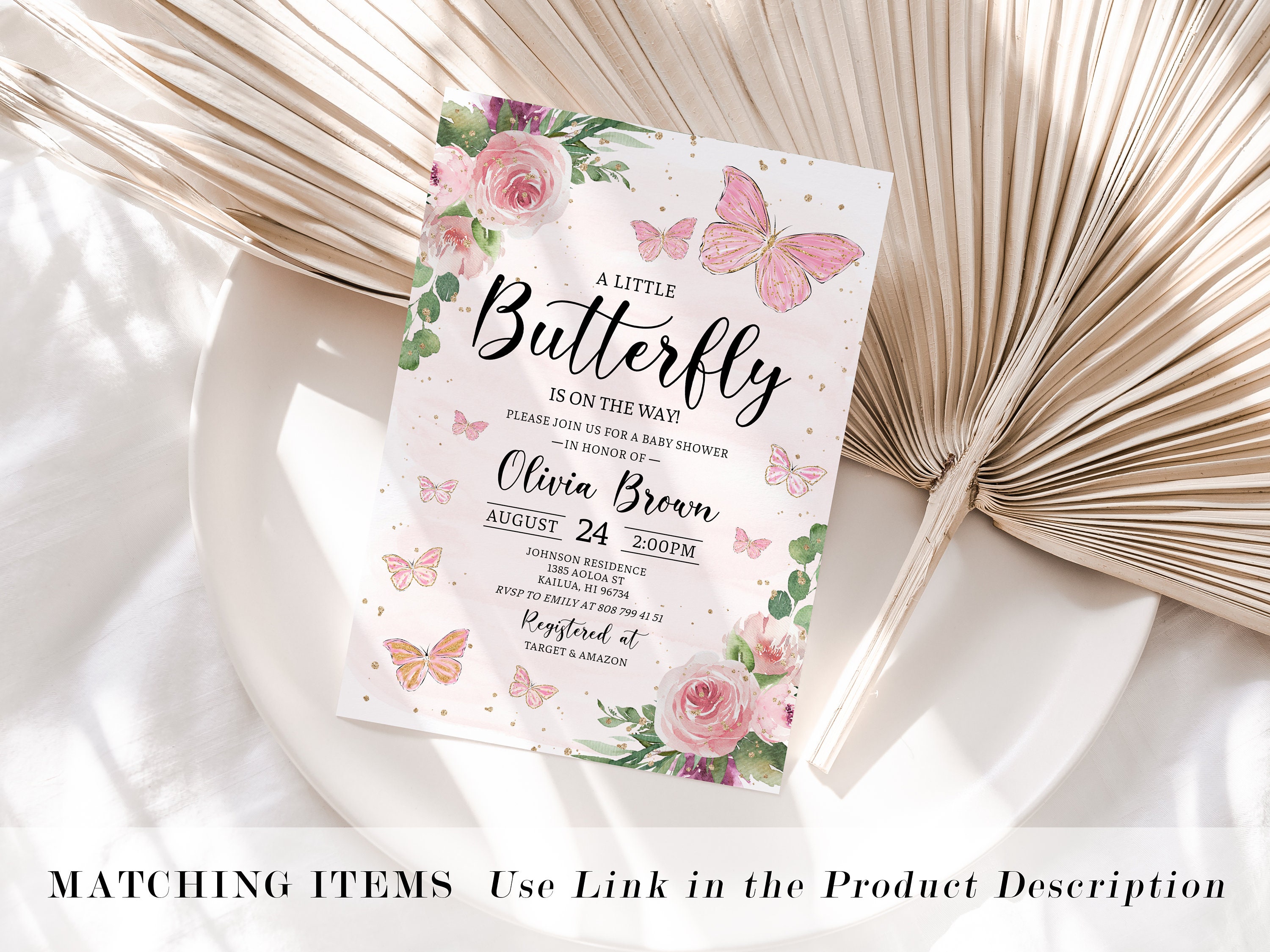 Editable Blush Pink Butterfly Birthday Invitation Whimsical - Etsy
