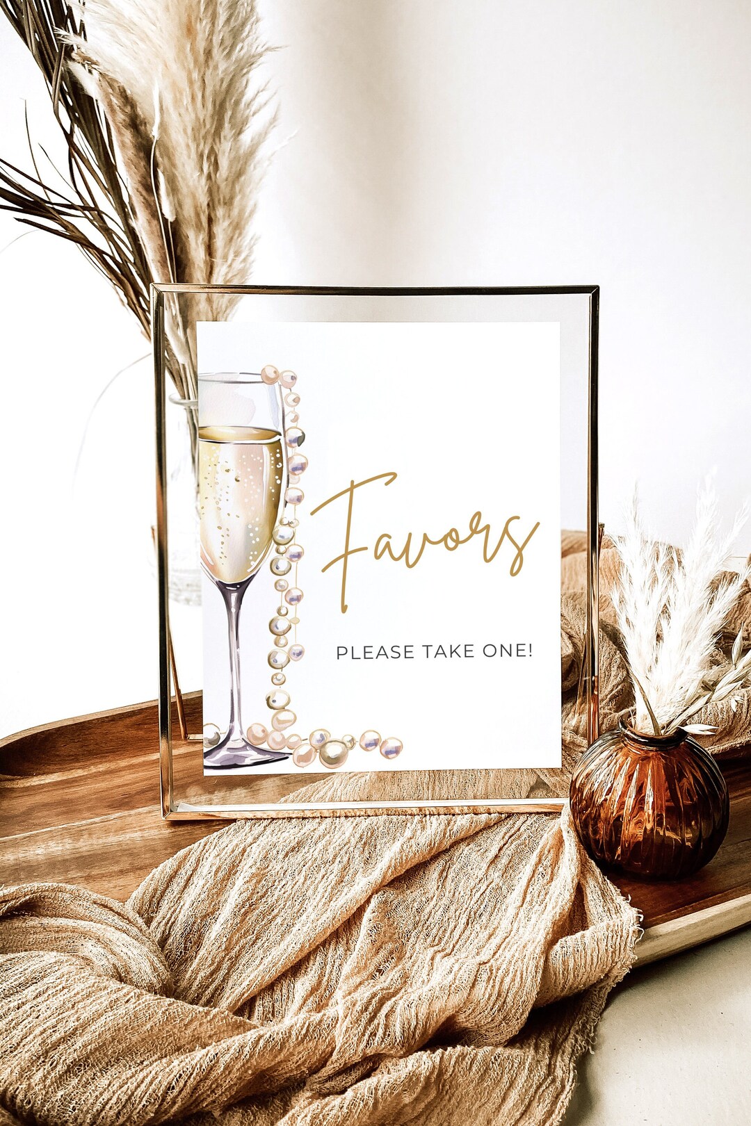 Pearls and Prosecco Favors Sign, Pearls and Prosecco Wedding Favor Sign ...