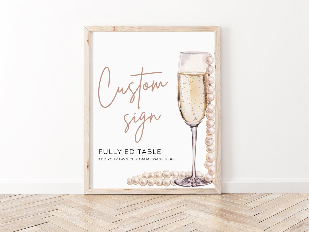 Pearls and Prosecco Bridal Shower Sign Template (digital Download) - Etsy
