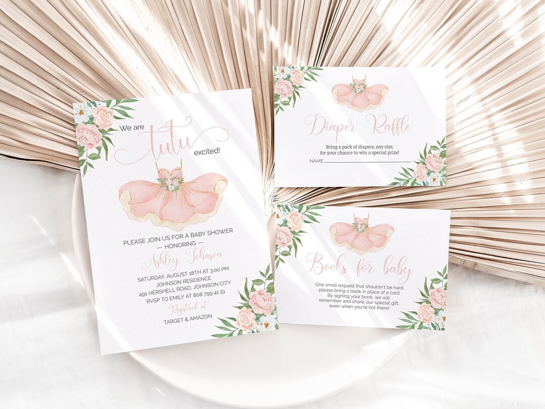 Tutu Baby Shower Invitation, Tutu Excited Invite, Ballerina Baby Shower ...