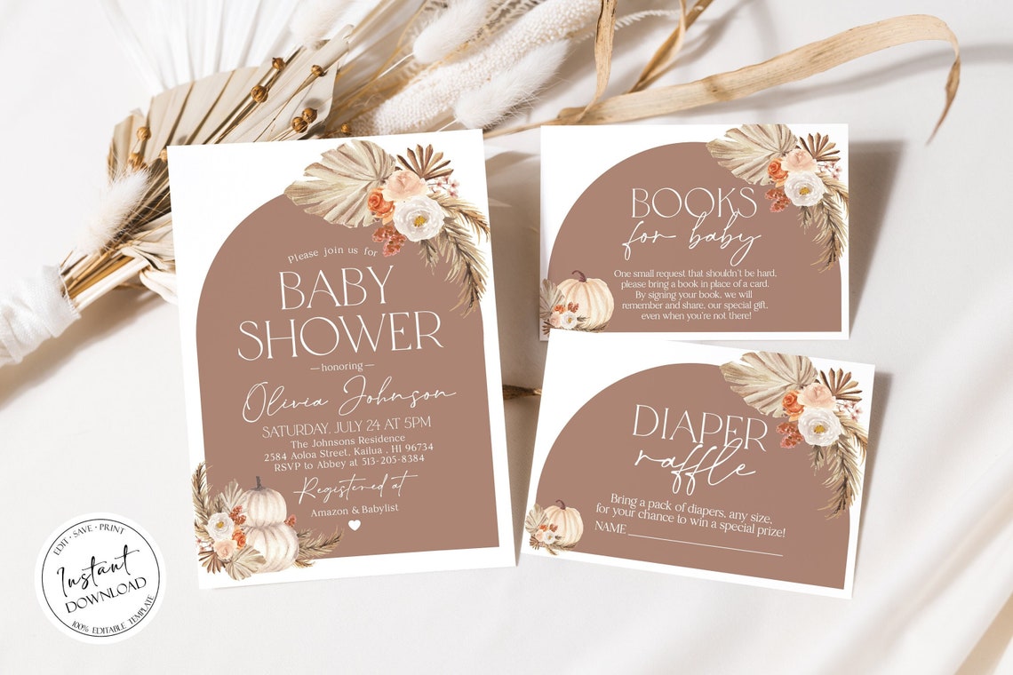 Fall Baby Shower Invitation Bundle Autumn Pumpkin Baby Shower - Etsy