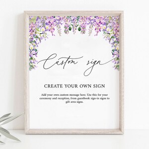 Editable Wisteria Custom Sign Template Dusty Lilac Greenery Wedding ...