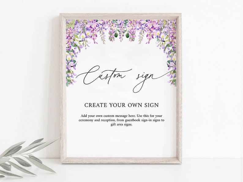 Editable Wisteria Custom Sign Template Dusty Lilac Greenery - Etsy