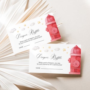 Firetruck Diaper Raffle, Printable Firefighter Diaper Raffle Cards and ...
