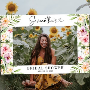 Tropical Bridal Shower Photo Booth Frame Template, Tropical Hawaiian ...