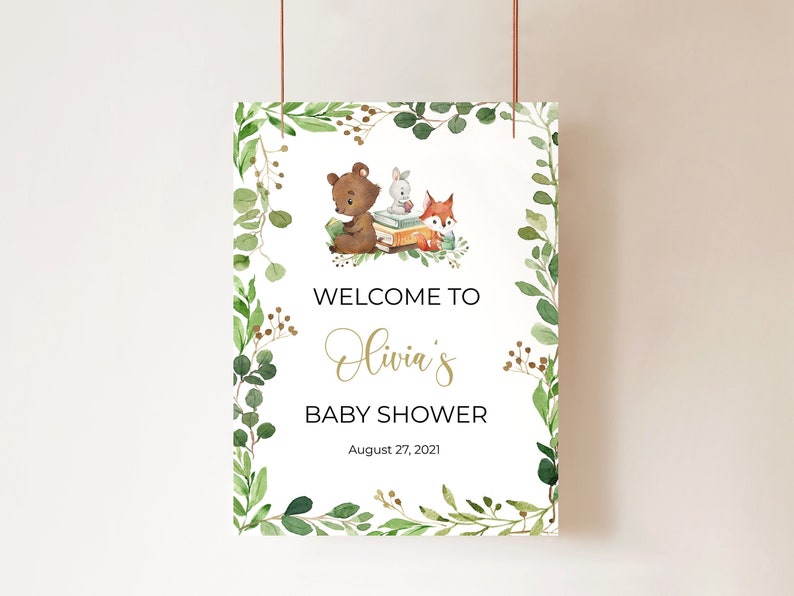 Editable Book Themed Baby Shower Welcome Sign, Storybook Baby Shower ...