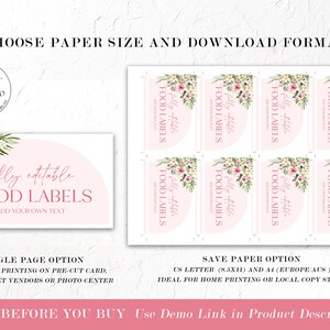 Hawaiian Food Labels Printable Modern Hot Pink Floral Food Tent Cards ...
