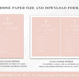 Dusty Pink Baptism Prayer Card Template, Blush Pink Prayers for Baby ...