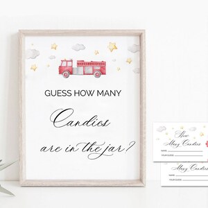 Firetruck Guess How Many Candies, Baby Shower Candy Guessing Game ...