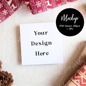 Square Christmas Card Mockup, Mockup Christmas Card, Square Holiday ...