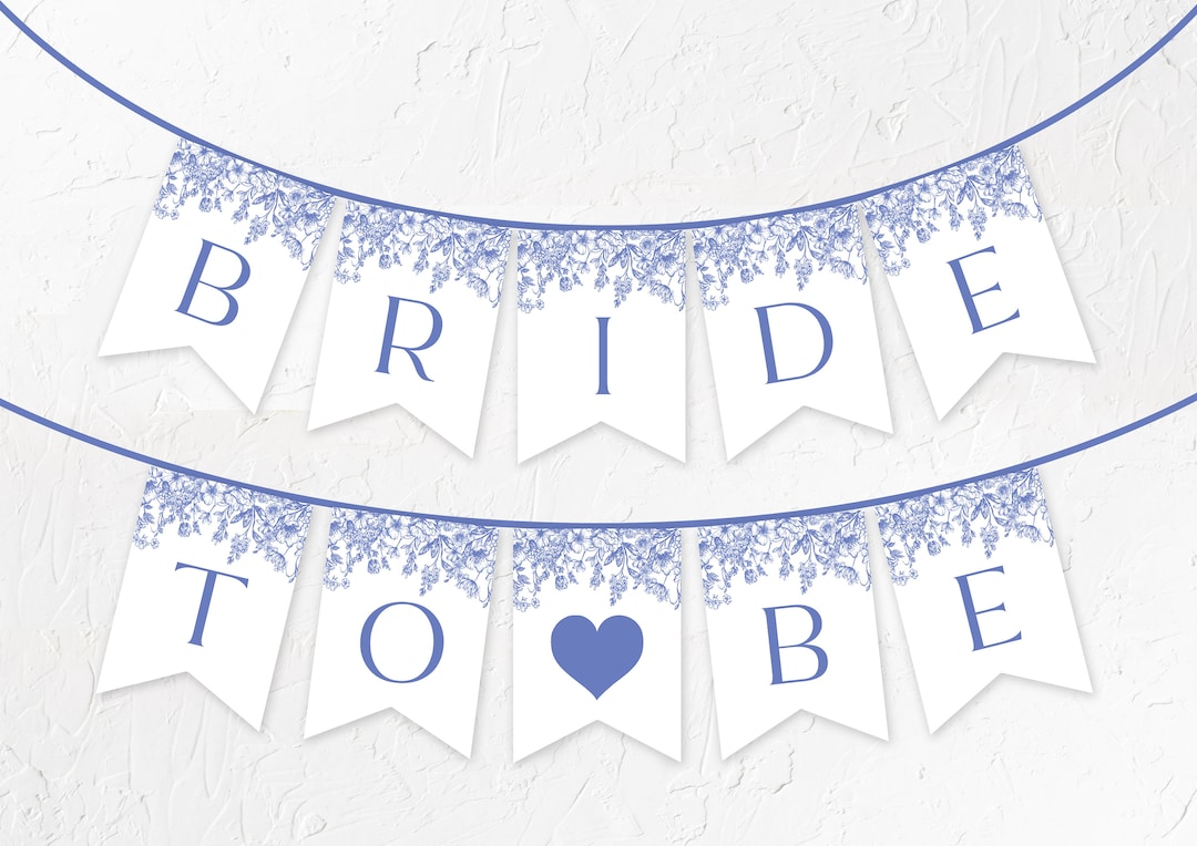 Blue Floral Bridal Shower Bride to Be Banner Template, Vintage ...