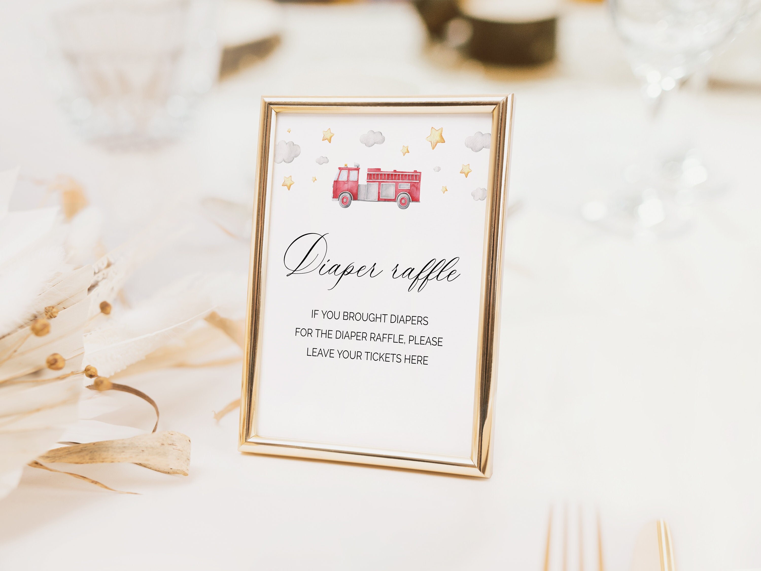 Firetruck Diaper Raffle Printable Firefighter Diaper Raffle - Etsy