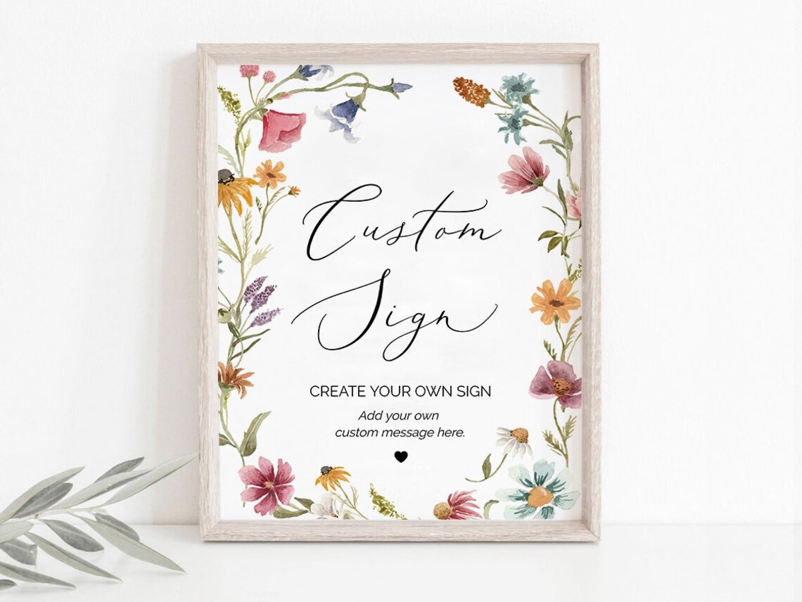 Wildflower Custom Sign Template, Editable Custom Sign, Floral Wedding ...