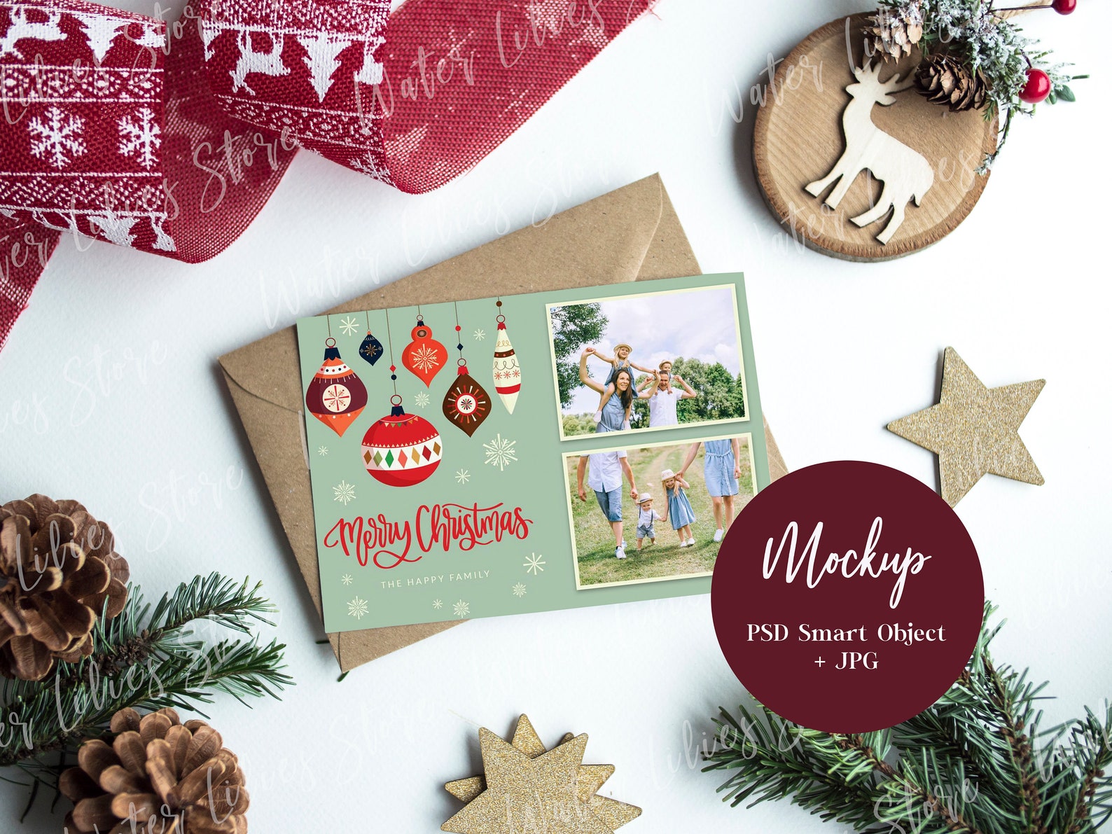 Christmas card mockup Mockup Christmas card Holiday Card | Etsy