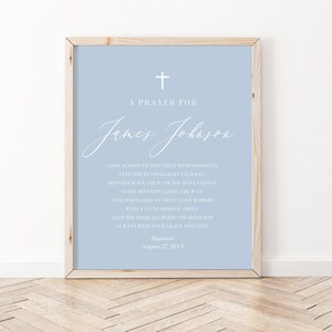 Dusty Blue Baptism Prayer Sign Template, Dusty Blue White Cross ...