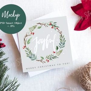 Square Christmas Card Mockup, Mockup Christmas Card, Square Holiday ...