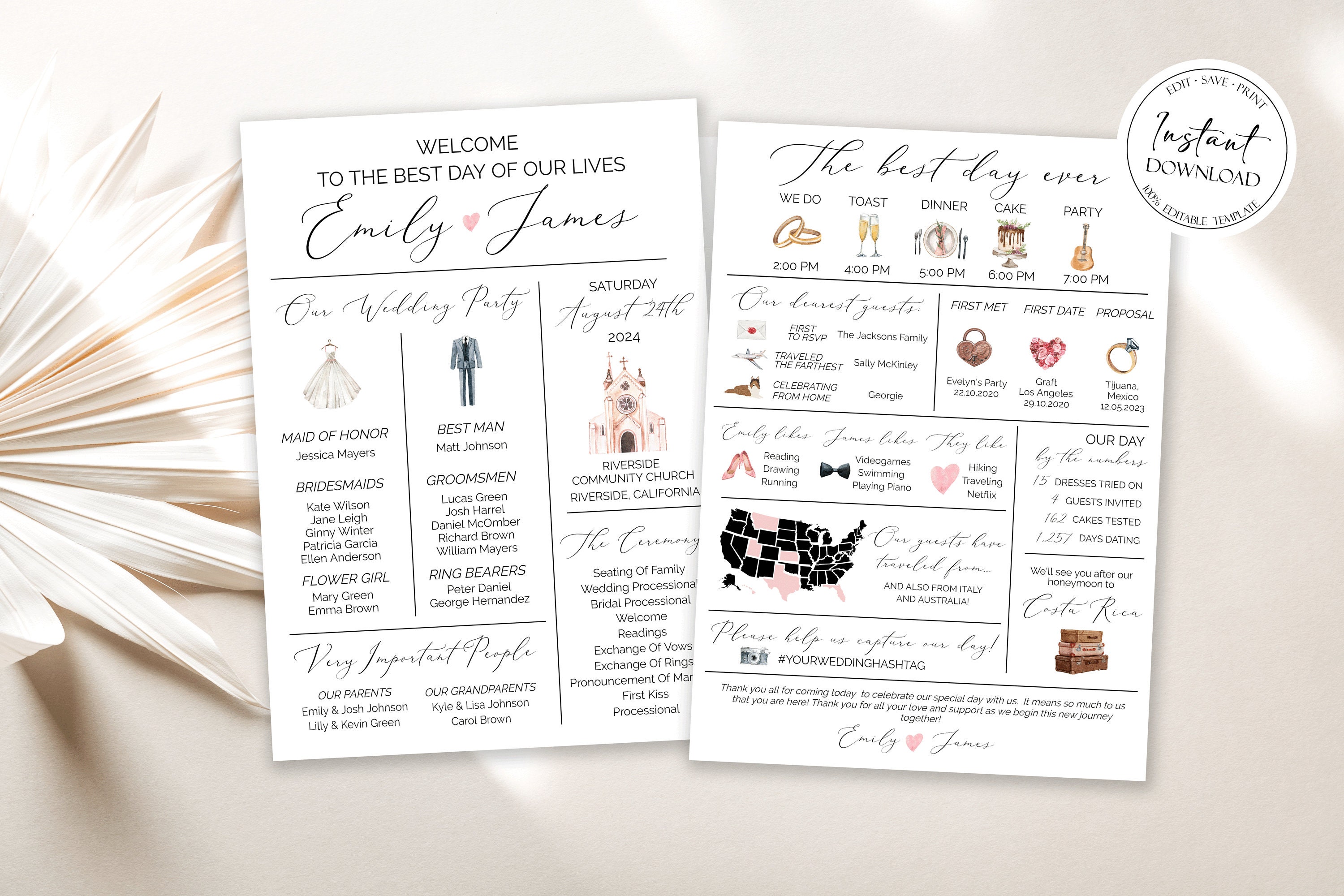 Infographic Wedding Program, Unique Wedding Program, Fun Wedding ...