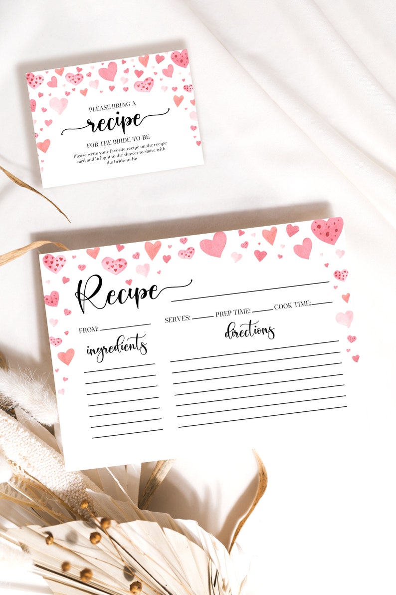 Love is in the Air Bridal Shower Recipe Card Template, Editable ...