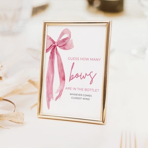 Pink Bow Guess How Many Bows Game, Printable Pink Ribbon Bow Coquette ...