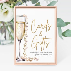 Pearls and Prosecco Cards and Gifts Sign: Bridal Shower Decor (digital ...